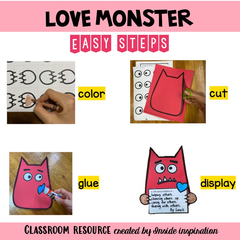 Love Monster Book Writing Craftivity Valentine's Day Bulletin Board Kit ...
