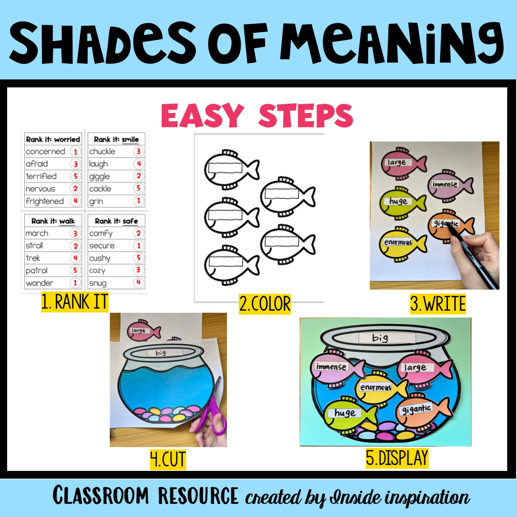 Shades of Meaning Fish in a Bowl Craft Bulletin Board Idea - Etsy