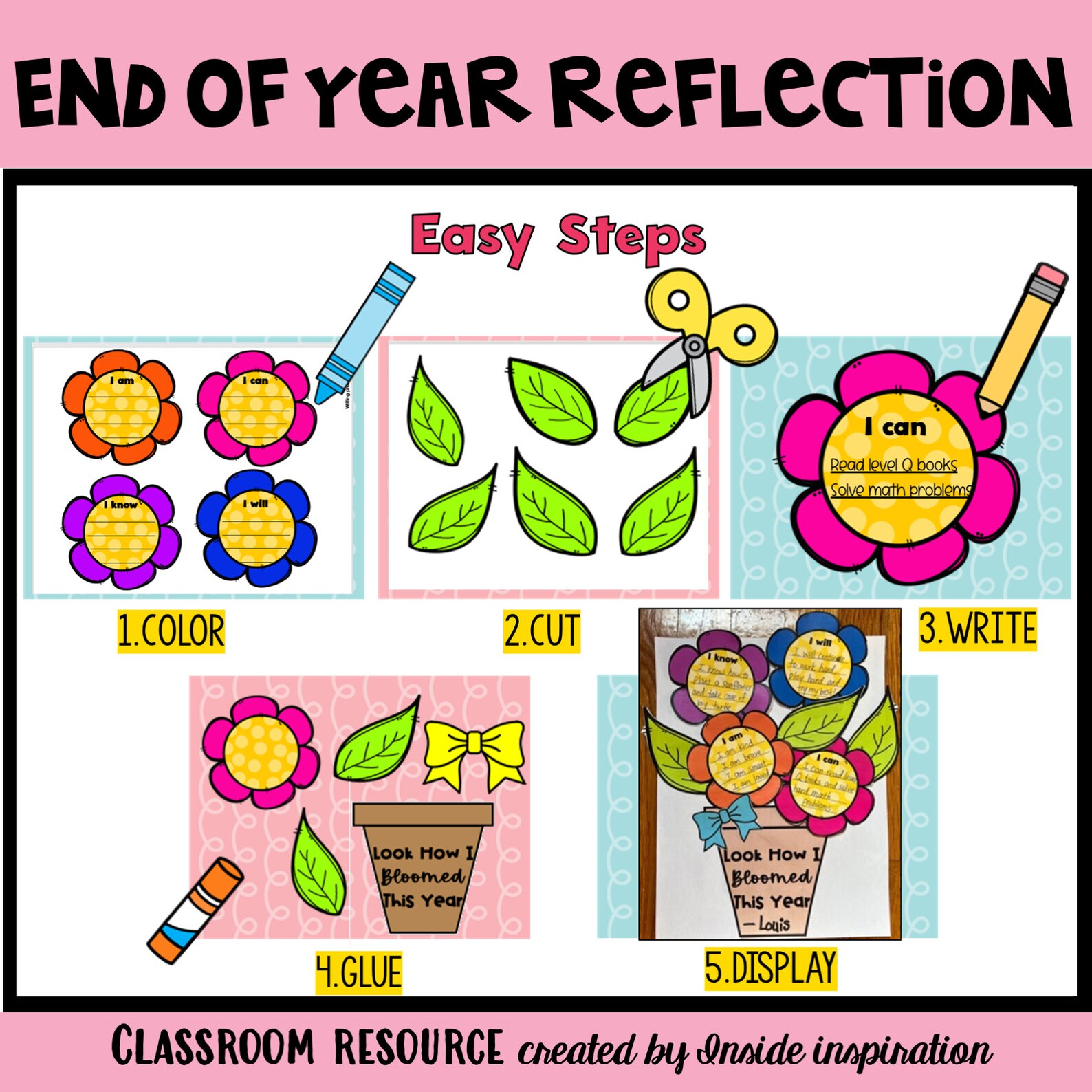 End of Year Reflection-look How We Bloomed This Year-bulletin Board ...
