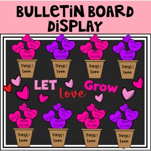 Valentine's Day Let Love Grow Cactus Plant Craft Bulletin Board Kit - Etsy