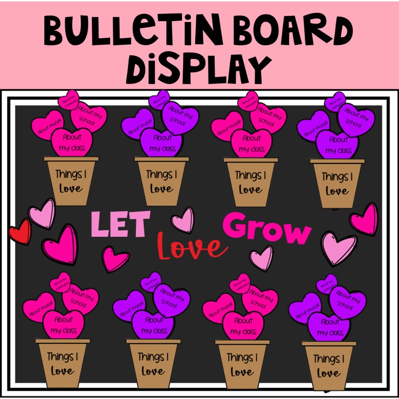 Valentine's Day Let Love Grow Cactus Plant Craft Bulletin Board Kit - Etsy