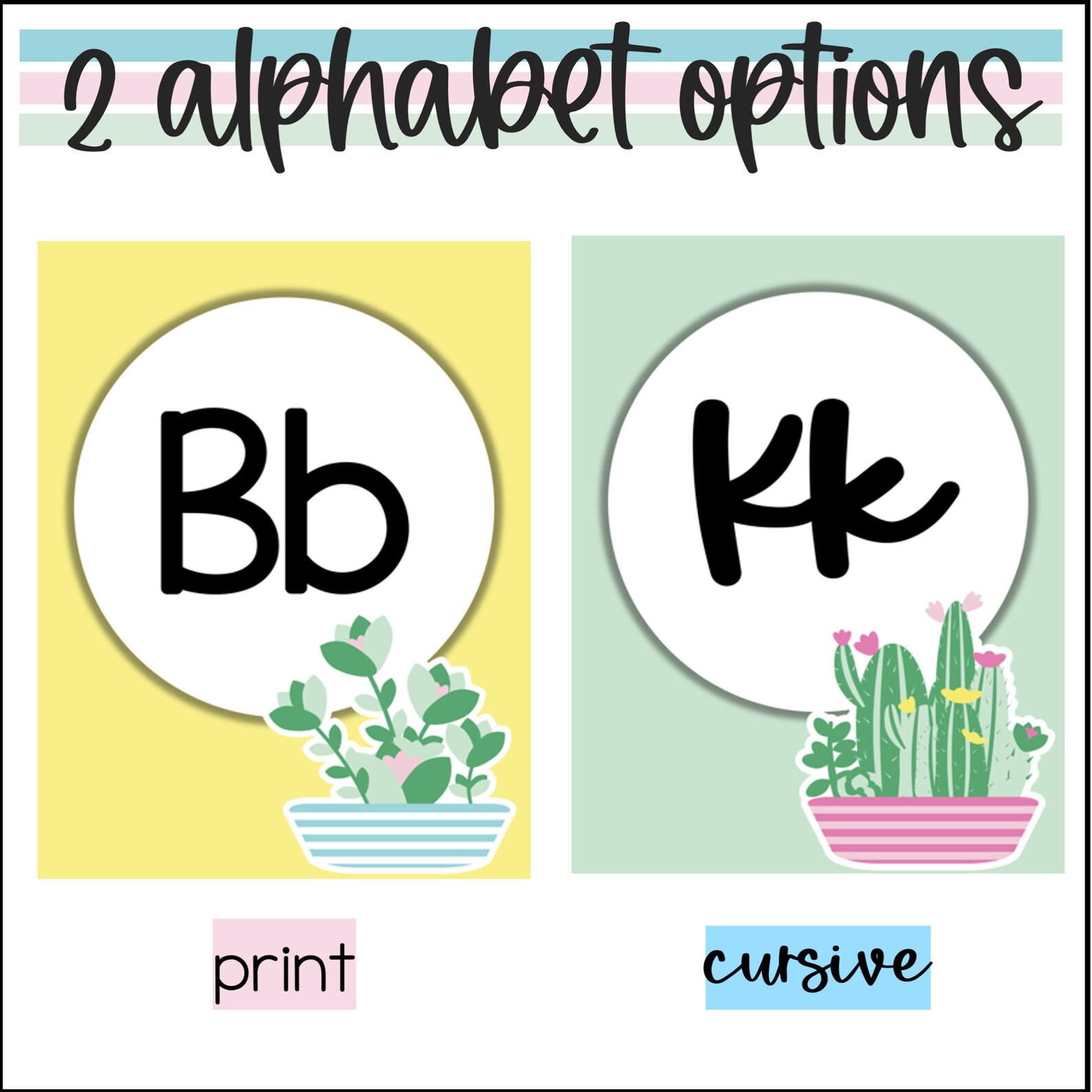 Pastel Cactus Classroom Decor, Calming Classroom Decor Printables ...