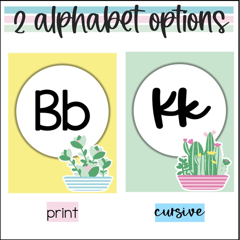 Pastel Cactus Classroom Decor, Calming Classroom Decor Printables ...