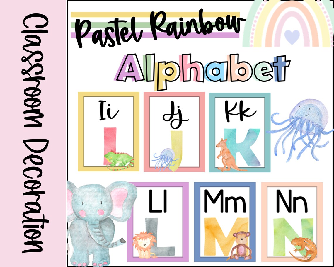 Pastel Rainbow Alphabet Posters Alphabet Posters Classroom - Etsy
