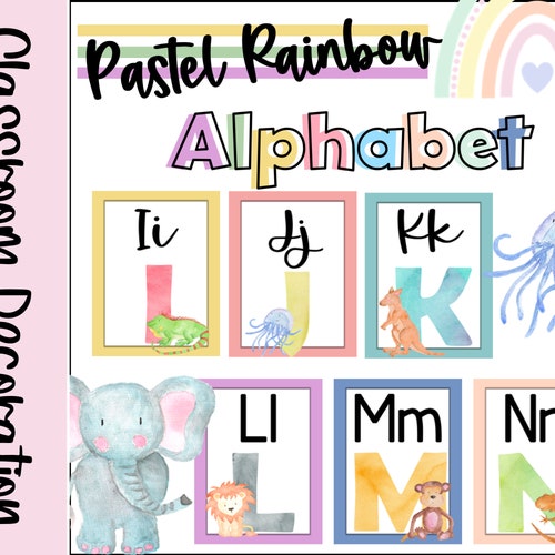 Pastel Rainbow Alphabet Posters Alphabet Posters Classroom - Etsy