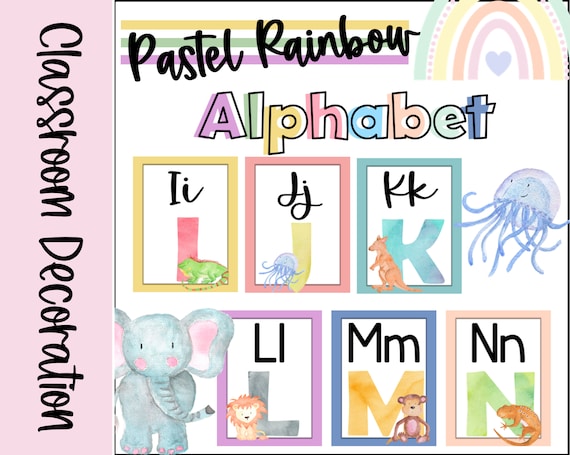 Pastel Rainbow Alphabet Posters Alphabet Posters Classroom - Etsy