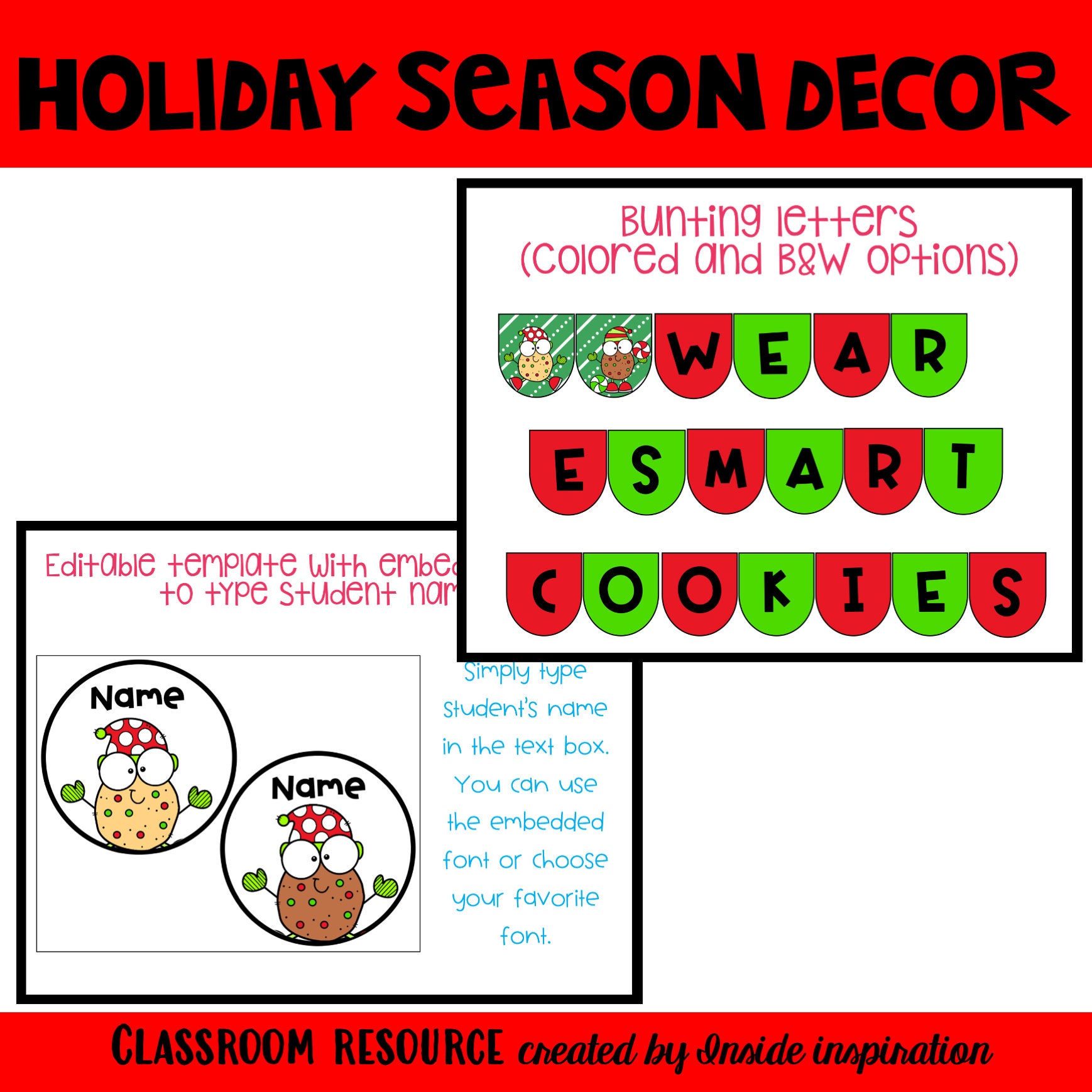 We Are Smart Cookies Holiday Bulletin Board Idea Door Decor december - Etsy