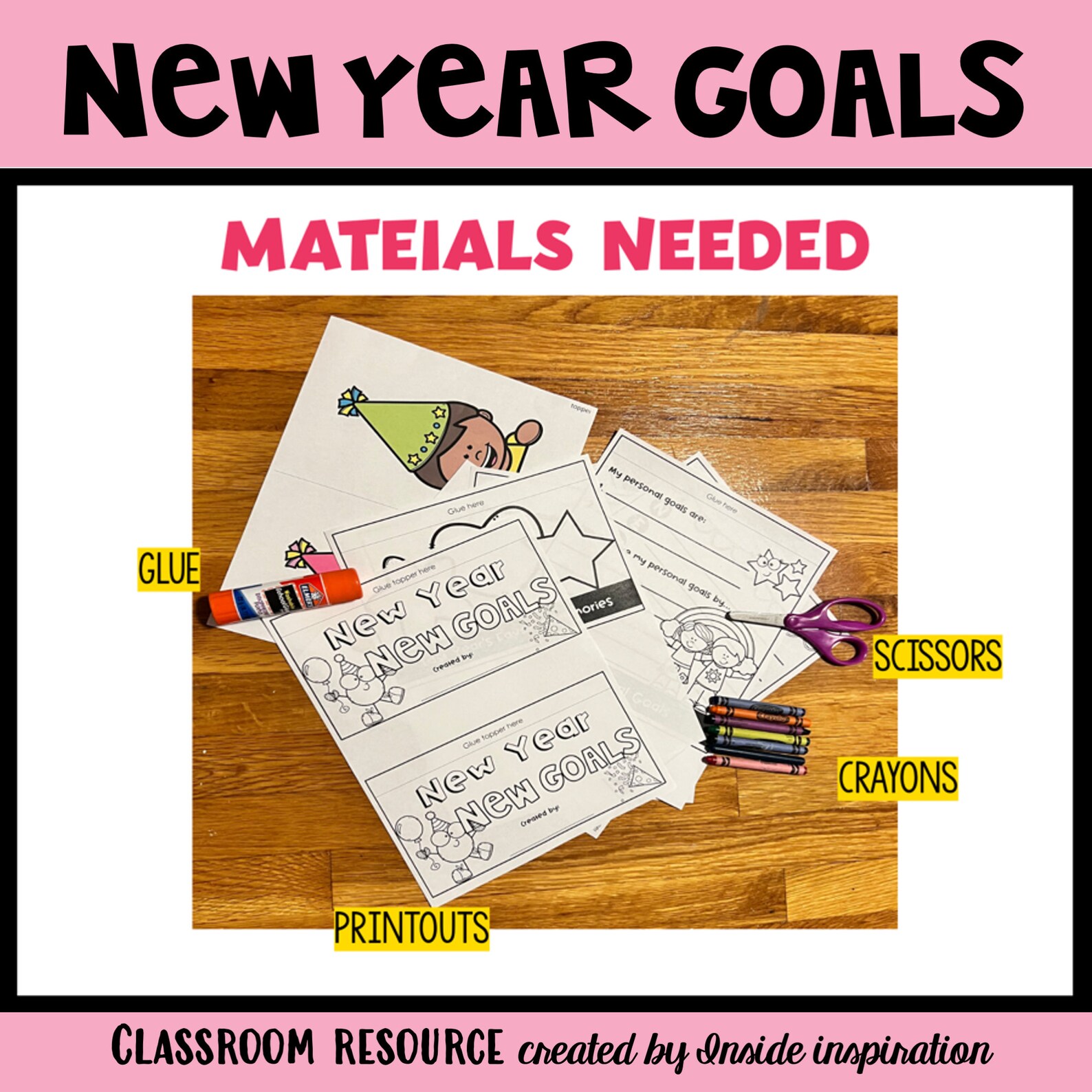New Year New Goals Simple Writing Flip Book Bulletin Board Idea - Etsy
