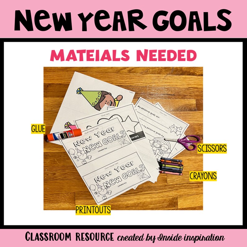 New Year New Goals Simple Writing Flip Book Bulletin Board - Etsy