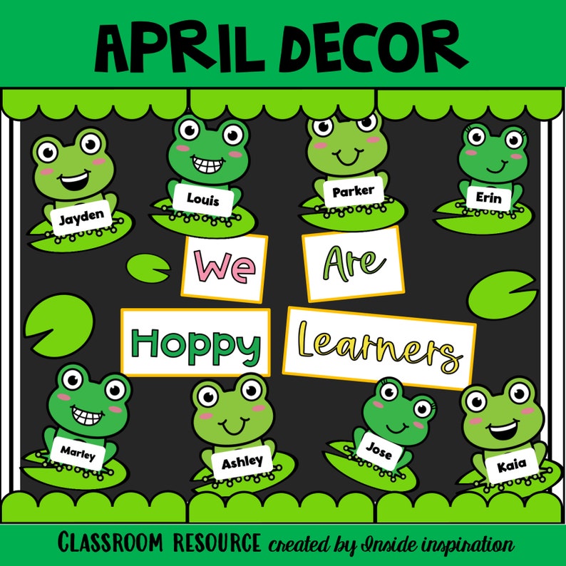 Hoppy Frog Themed Monthly Classroom Decor Bulletin Board Idea-april - Etsy