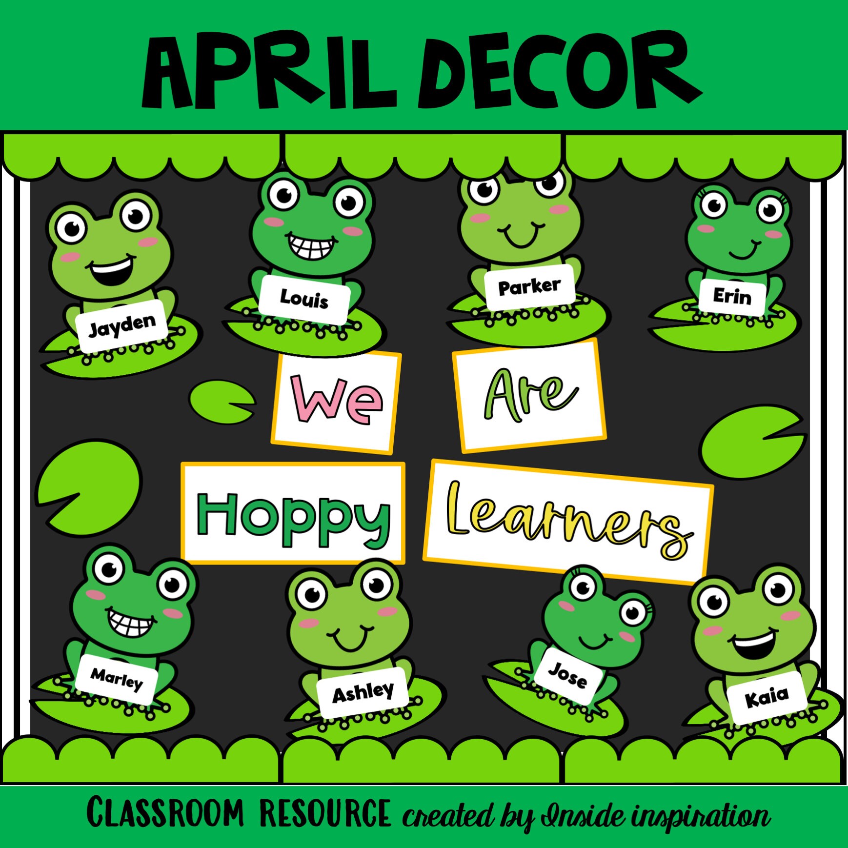 Hoppy Frog Themed Monthly Classroom Decor Bulletin Board Idea-april - Etsy
