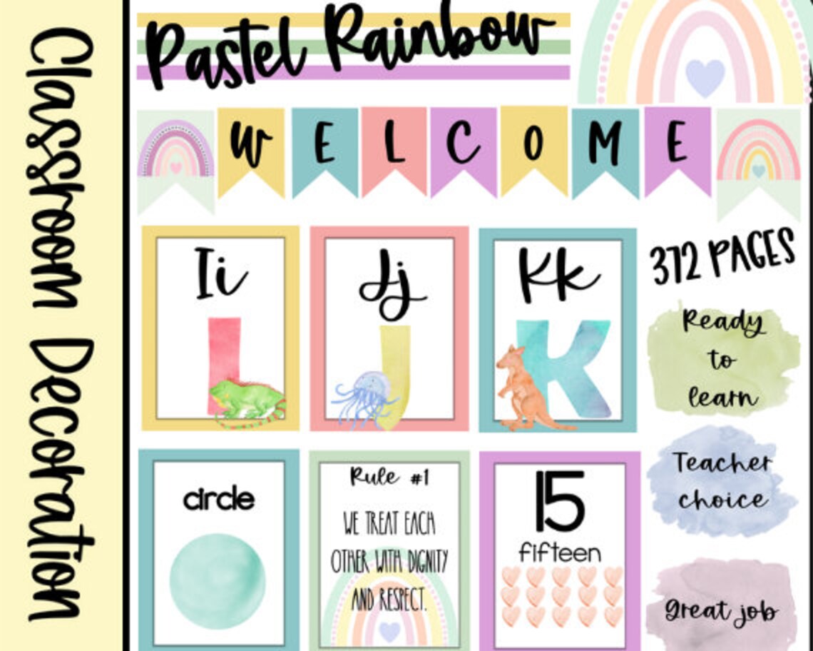 Pastel Rainbow Classroom Decor Calming Classroom Decor - Etsy