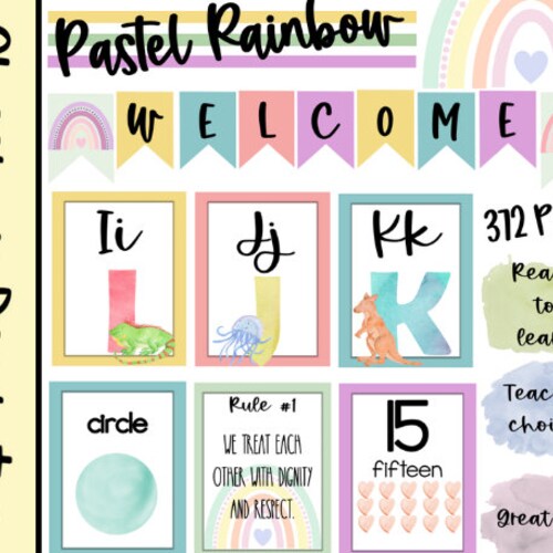 Pastel Rainbow Classroom Decor Calming Classroom Decor - Etsy