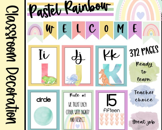 Pastel Rainbow Classroom Decor Calming Classroom Decor - Etsy