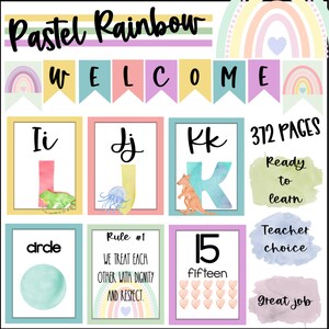 Pastel Rainbow Classroom Decor: Calming Printables Bundle (digital ...