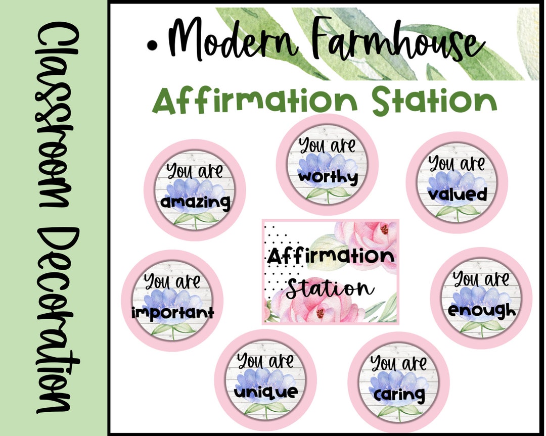 Modern Farmhouse Affirmation Station Display Calming Watercolor ...