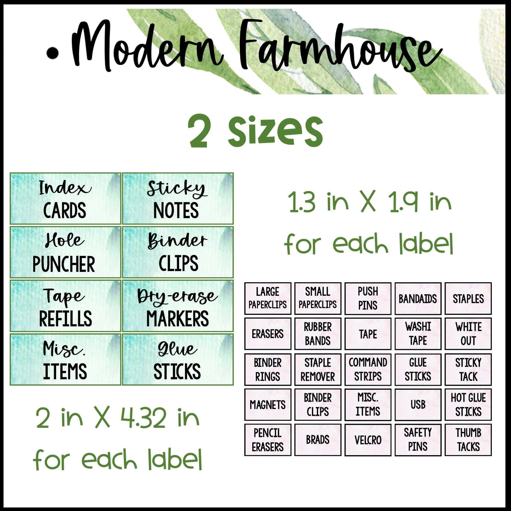 Modern Farmhouse Watercolor Teacher Toolbox Labelseditable - Etsy