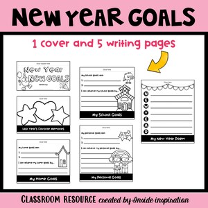 New Year New Goals Simple Writing Flip Book Bulletin Board Idea - Etsy