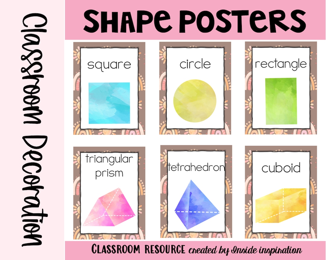 Farmhouse Theme White Wood Watercolor 2D and 3D Shape Posters Classroom ...