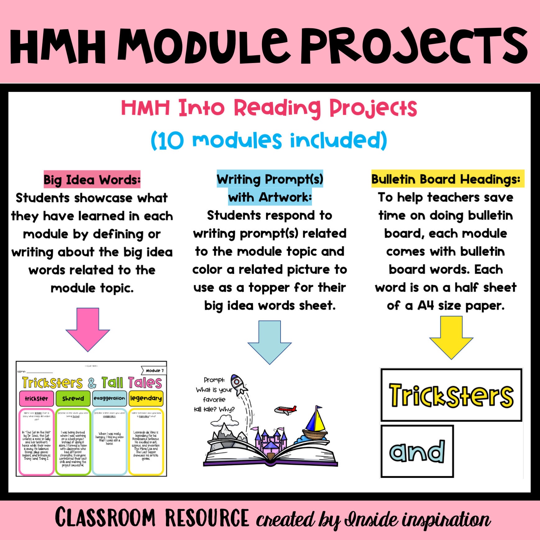 HMH Into Reading 4th Grade Module Projects Bulletin Board - Modules 1 ...