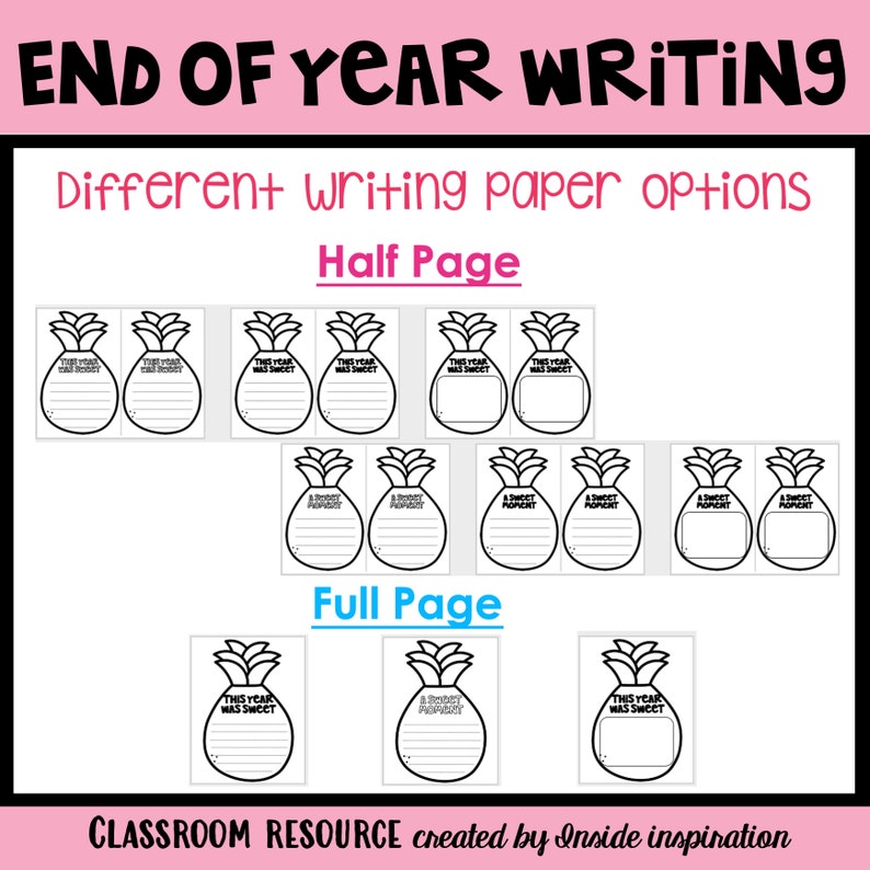 End of Year Bulletin Board This Year Was Sweet Writing Craft Pineapple ...