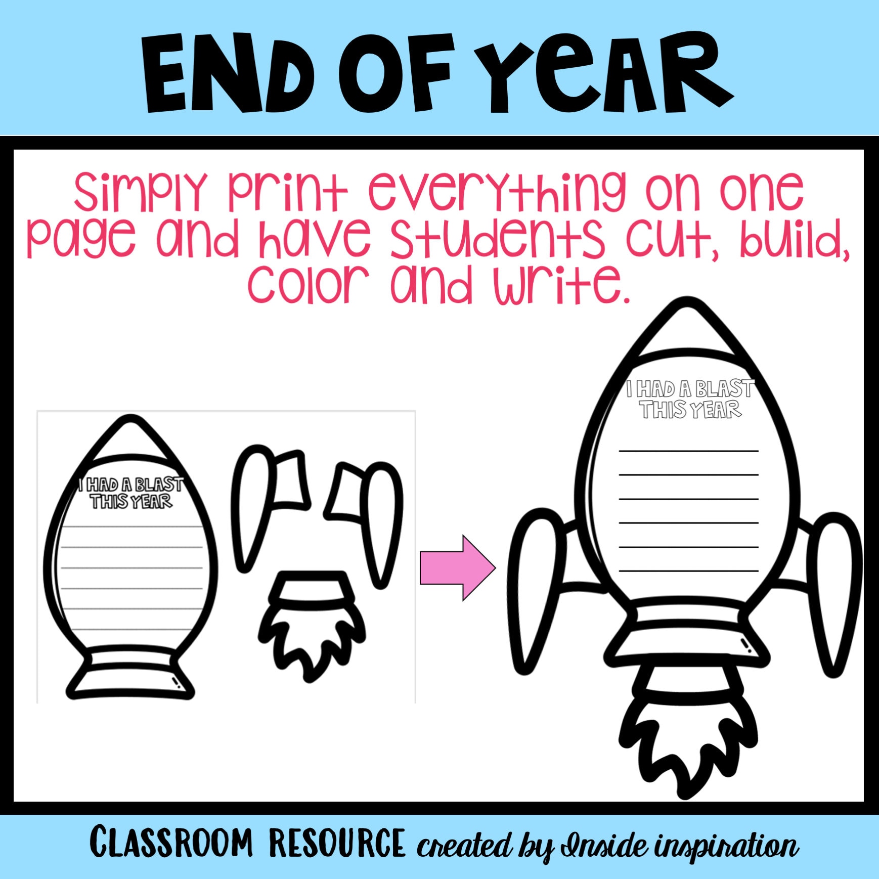 We Had a Blast This Year Writing Craft End of Year Rocket Theme ...