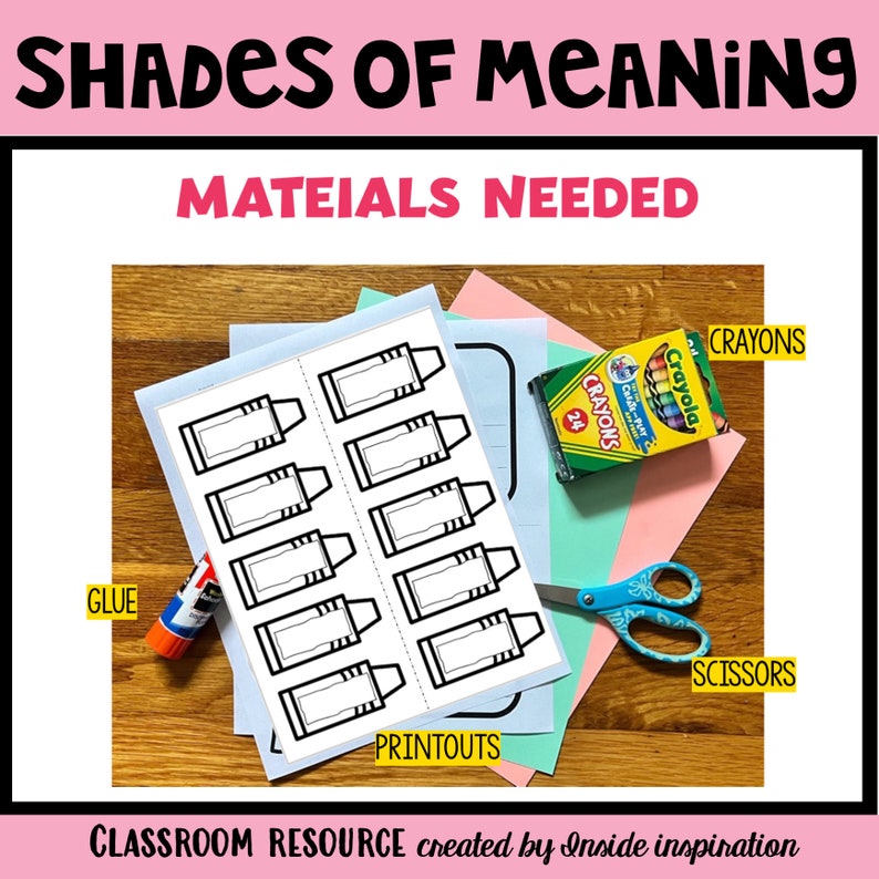 Shades of Meaning Crayon Box Craft Bulletin Board Idea - Etsy