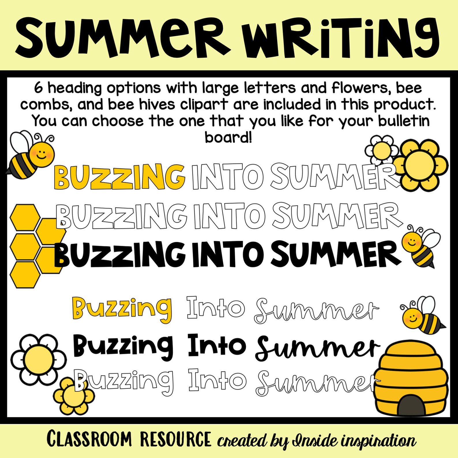 Buzzing Into Summer Bee-themed Summer Craftivity Bulletin Board Idea - Etsy