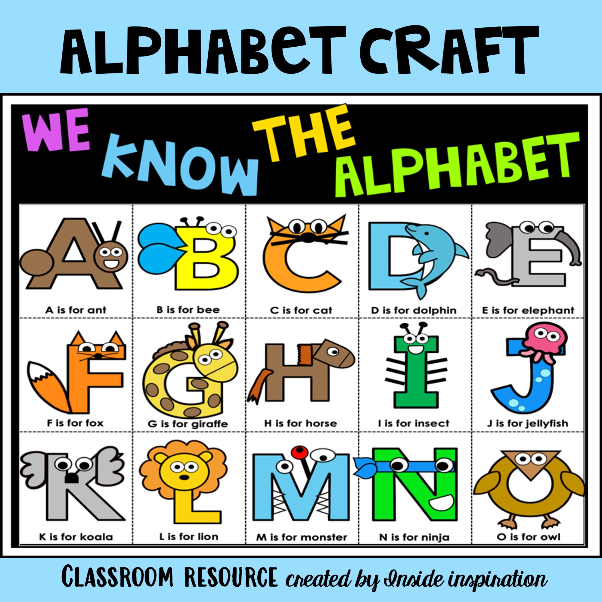 Alphabet Letter Crafts Printables Lower and Upper Case Letters Bundle ...
