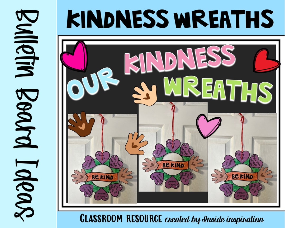 Kindness Wreaths Craft Kind Acts Bulletin Board Idea - Etsy