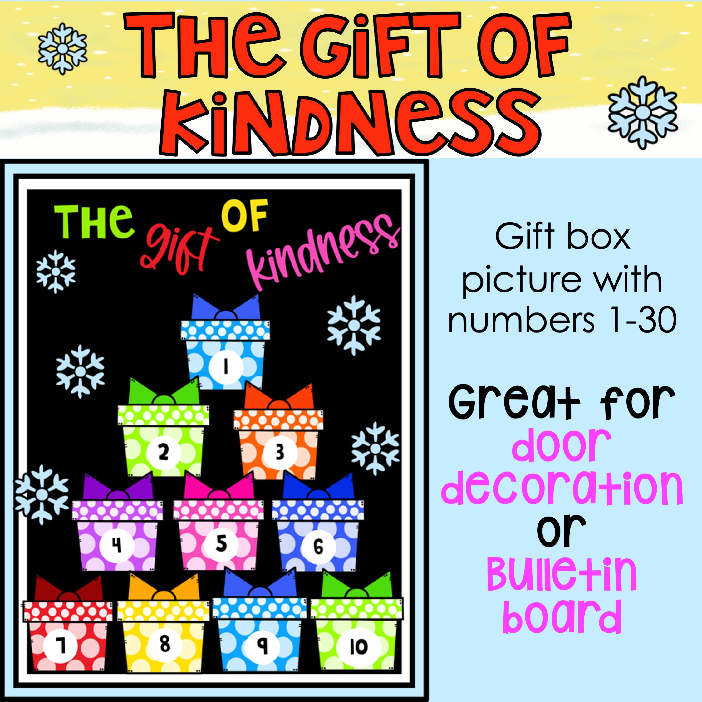 The Gift of Kindness Door Decoration Bulletin Board Decoration ...