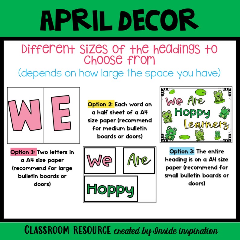 Hoppy Frog Themed Monthly Classroom Decor Bulletin Board Idea-april - Etsy