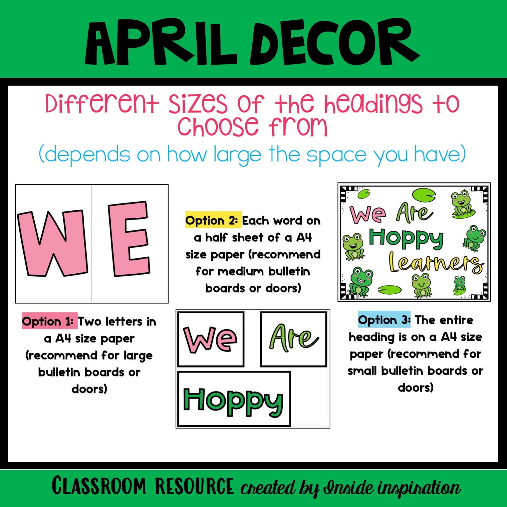 Hoppy Frog Themed Monthly Classroom Decor Bulletin Board Idea-april - Etsy
