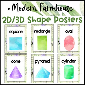 Modern Farmhouse 2D 3D Shape Posters Classroom Decor - Etsy