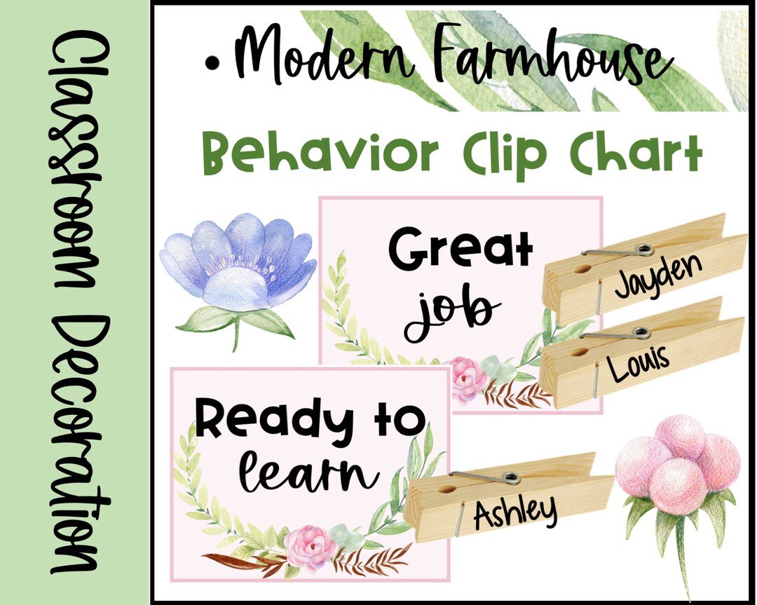 Modern Farmhouse Behavior Clip Chart for Classroom Management⎮editable ...