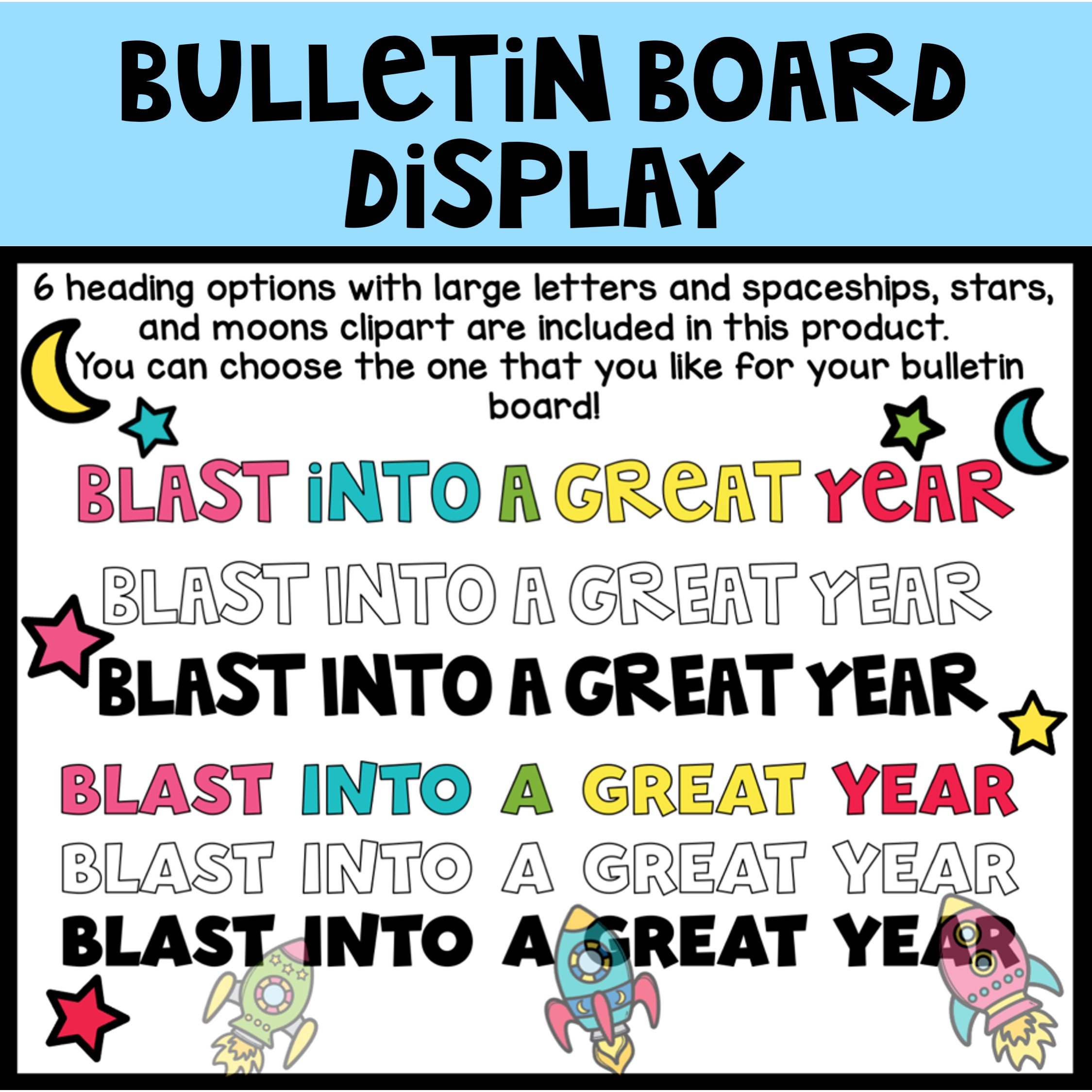 Back to School Blast Into A Great Year Writing Rocket Theme Bulletin ...