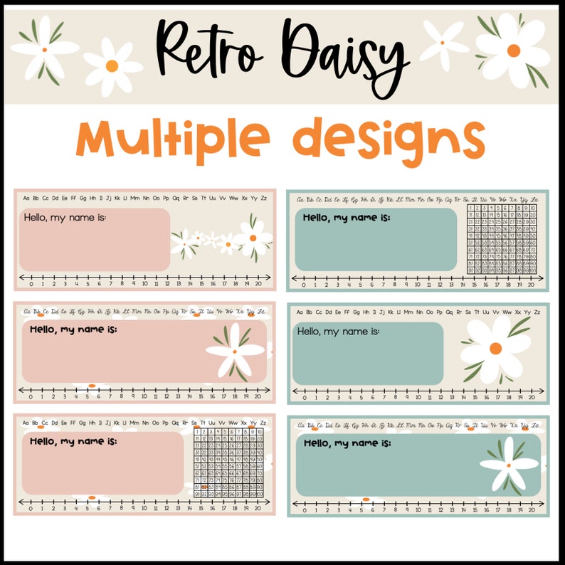 Retro Boho Daisy Themed Desk Plates Name Plates Calming - Etsy