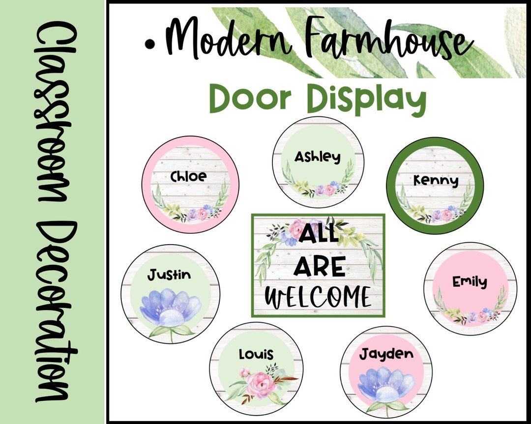 Modern Farmhouse Door Display Calming Watercolor Classroom Decor ...