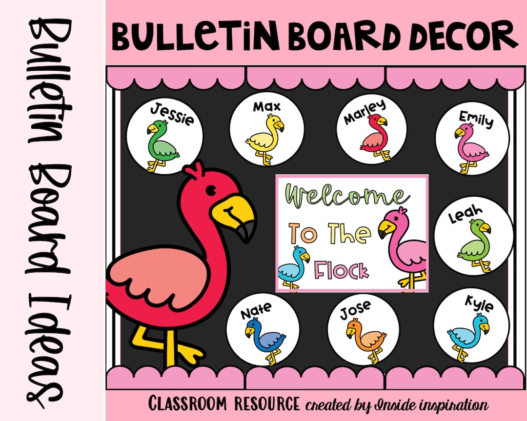 Back to School Bulletin Board Welcome to the Flock Flamingo Themed Door ...