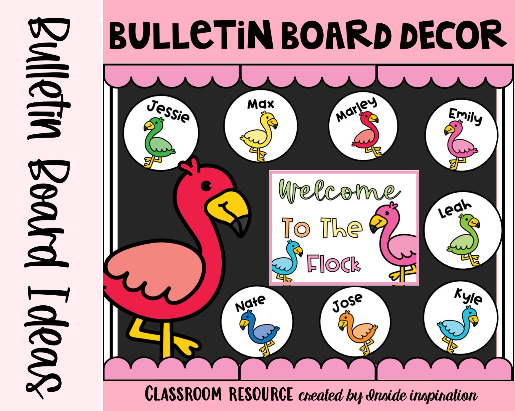 Back to School Bulletin Board Welcome to the Flock Flamingo Themed Door ...