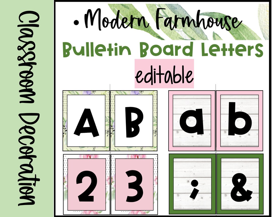 Modern Farmhouse Bulletin Board Letters Display Classroom Decor ...