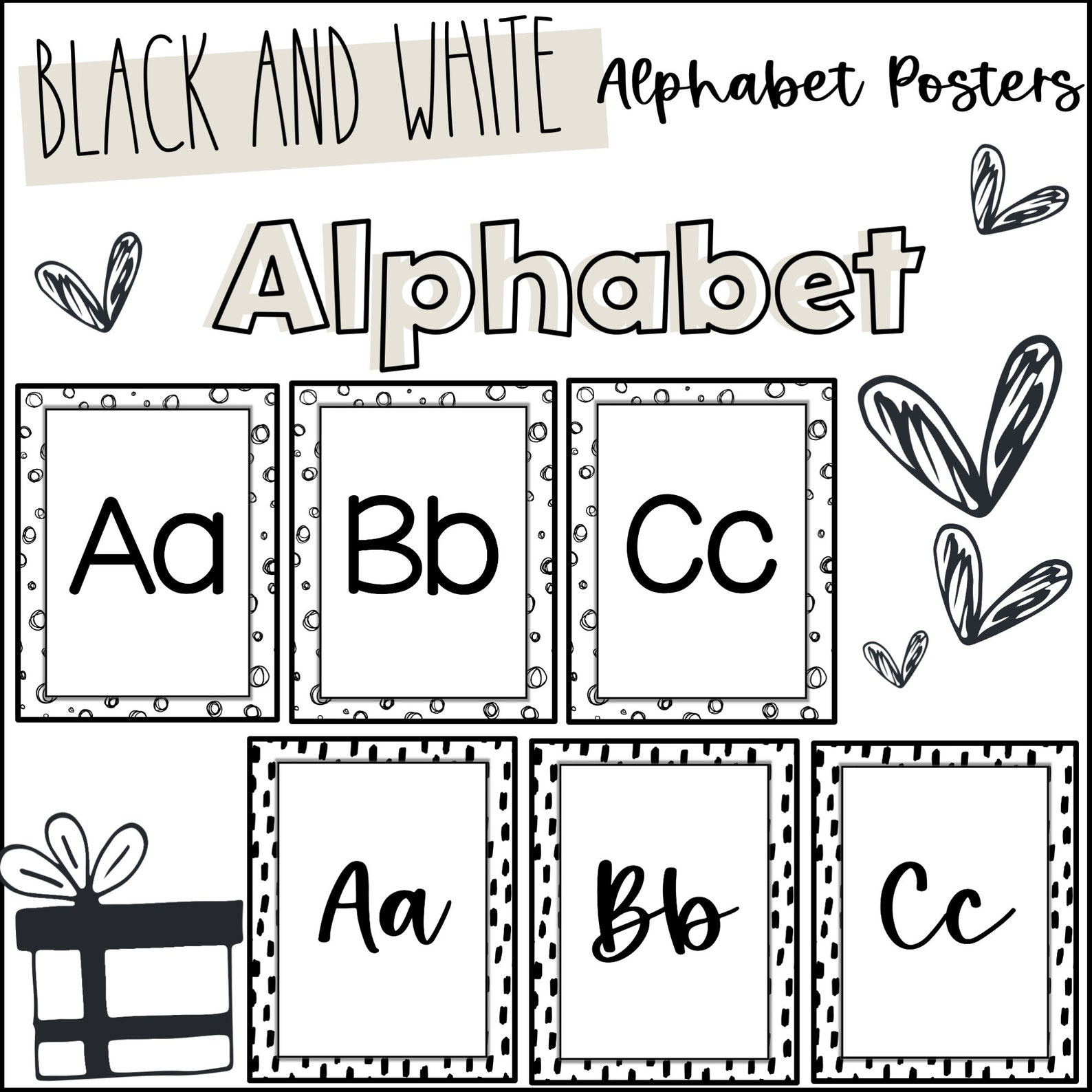 Black and White Alphabet Posters: Minimalist Classroom Decor (digital ...