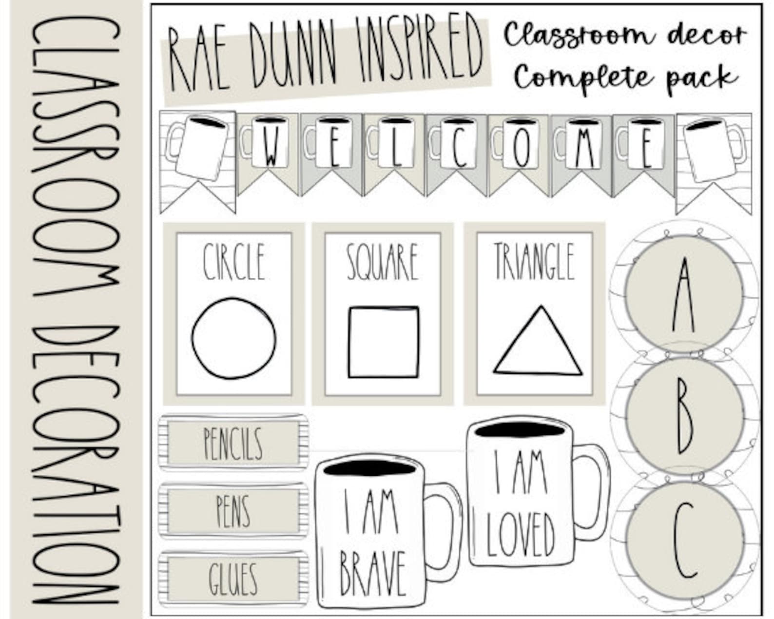 Rae Dunn Inspired Classroom Posters-calendar-behavior Clip Chart-class ...