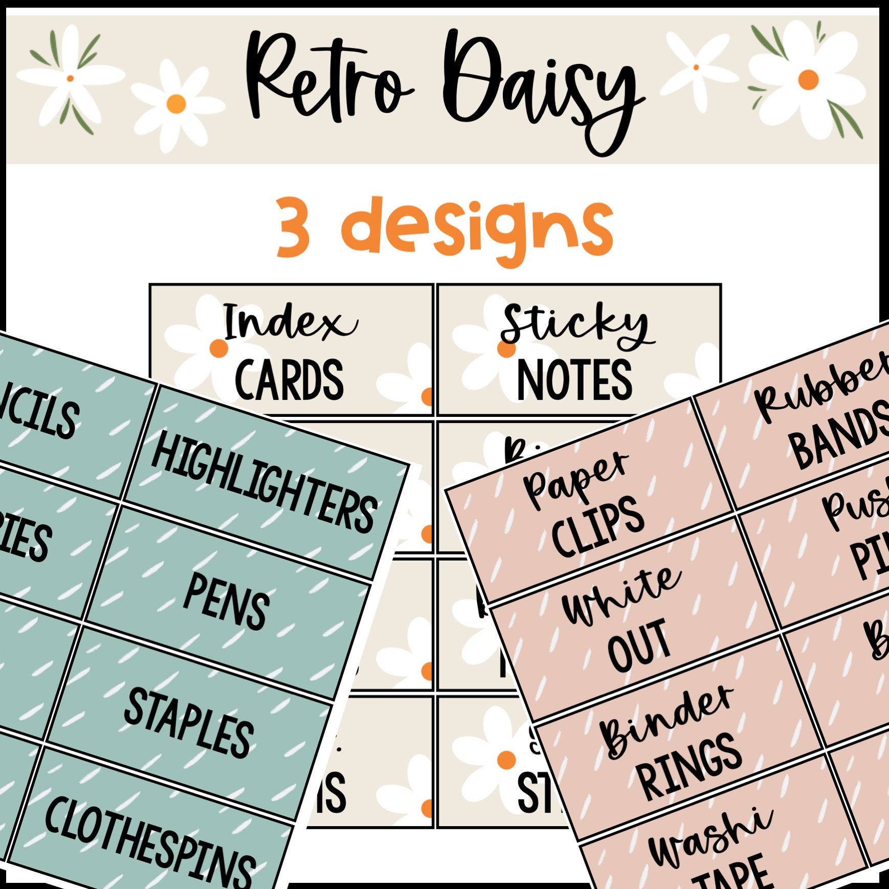 Retro Boho Daisy Themed Teacher Toolbox Labels⎮editable - Etsy