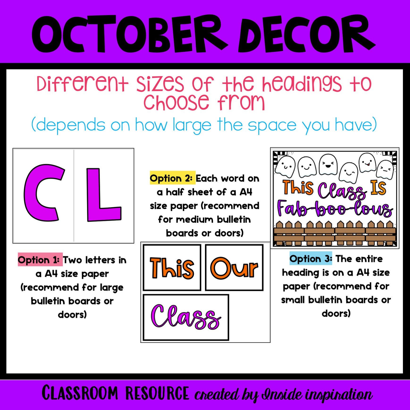 Cute Ghost Themed Monthly Classroom Decor Bulletin Board Idea-october ...