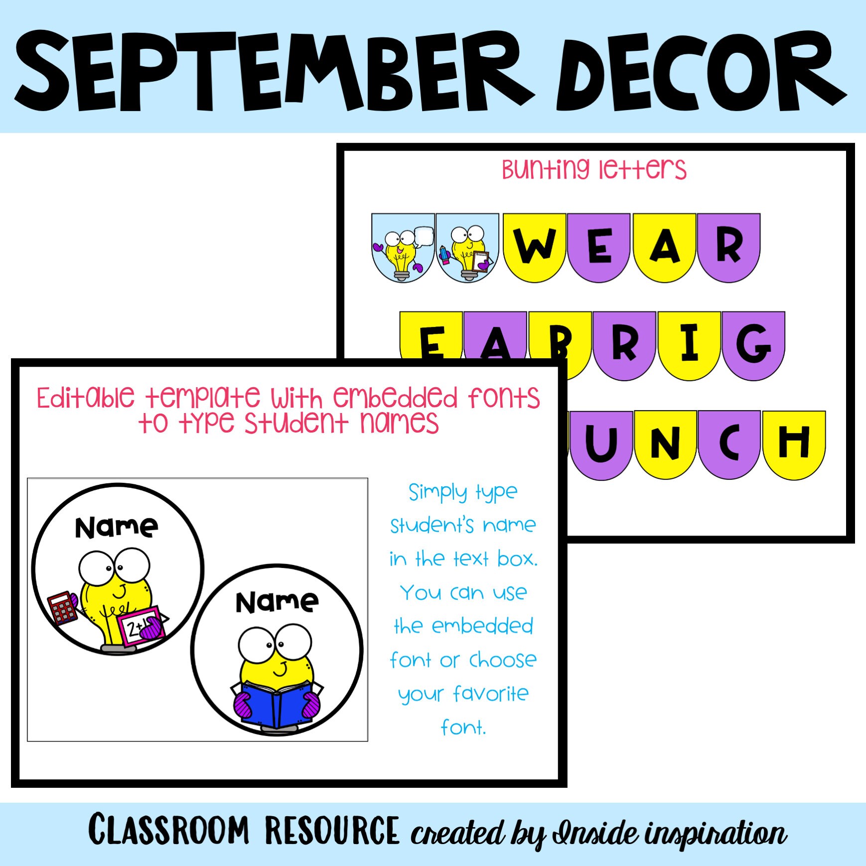 Back to School Bulletin Board Idea Bright Light Bulbs Door Decor ...