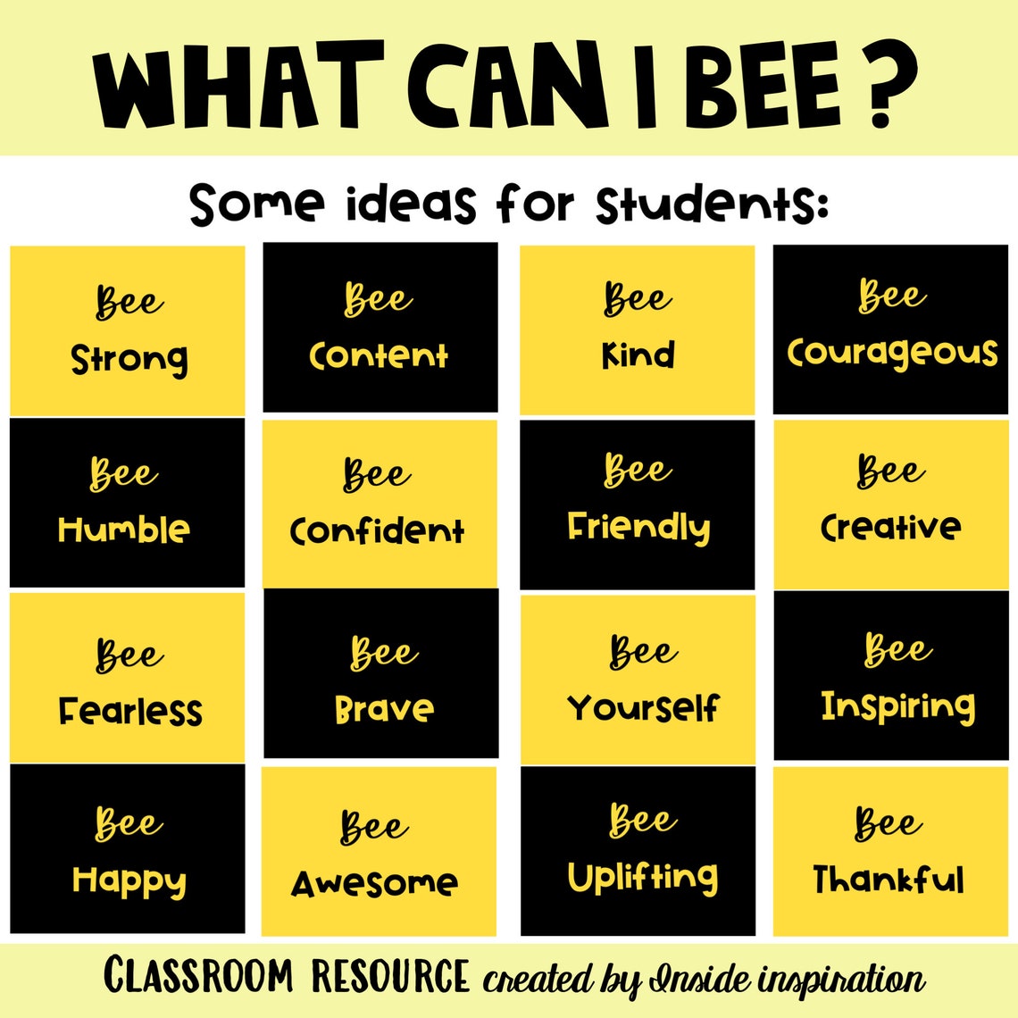 Bee Themed Bee Craft Affirmation Bulletin Board Kit What Can I Be - Etsy