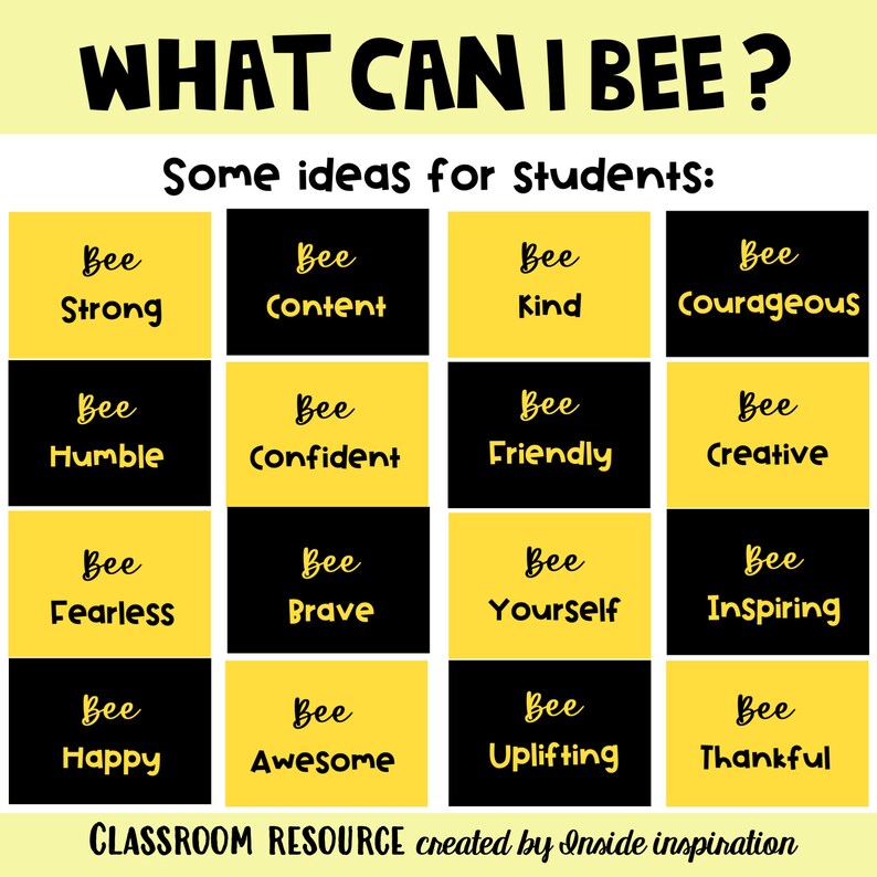 Bee Themed Bee Craft Affirmation Bulletin Board Kit What Can I Be - Etsy