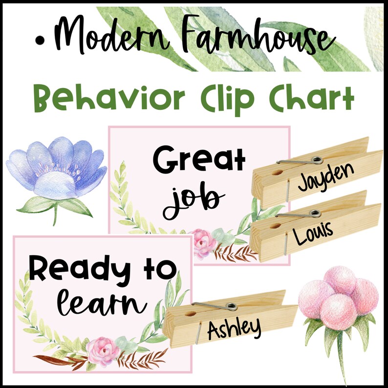 Modern Farmhouse Behavior Clip Chart for Classroom Management⎮editable ...