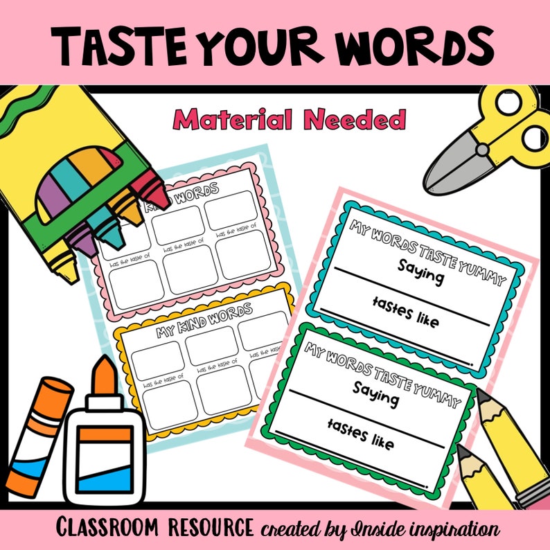 Taste Your Words Kindness SEL Bulletin Board Idea Book Companion - Etsy